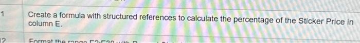 Solved Create a formula with structured references to | Chegg.com