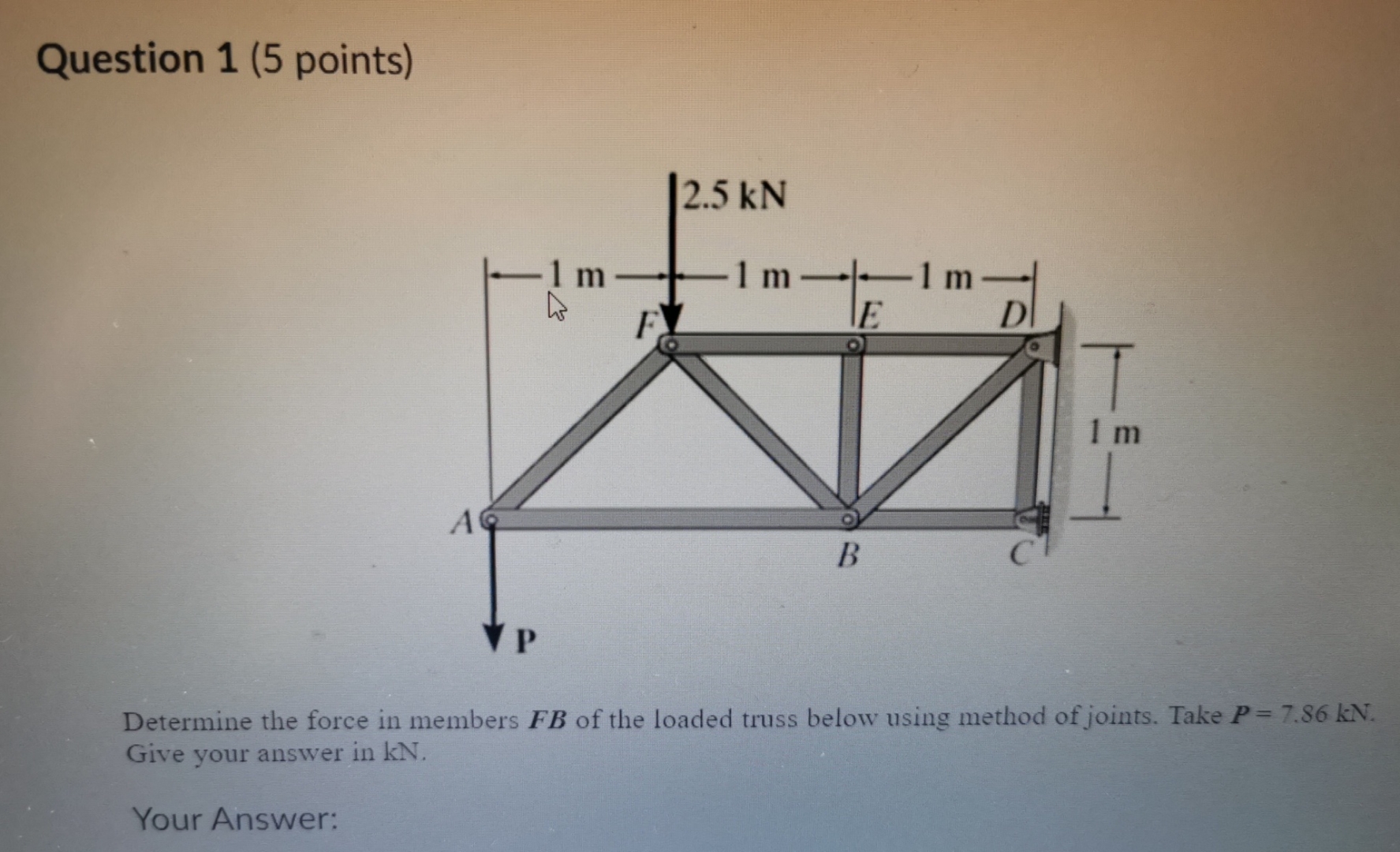 Solved Question 1 (5 points)Determine the force in members | Chegg.com Solved Question 1 (5 points)Determine the force in members | Chegg.com