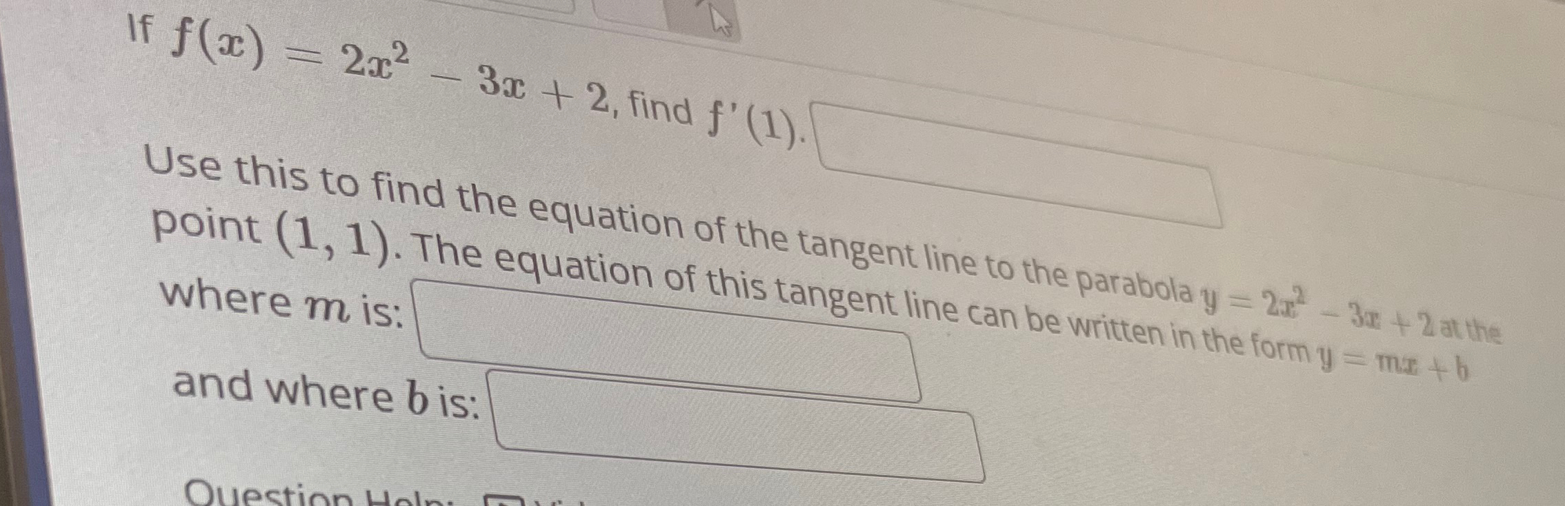 Solved If f(x)=2x2-3x+2, ﻿find f'(1)Use this to find the | Chegg.com
