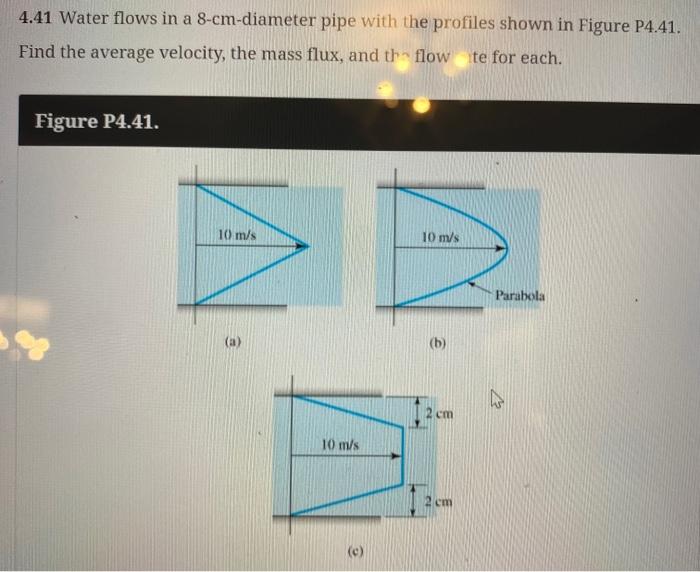 Solved 4.41 Water flows in a 8-cm-diameter pipe with the | Chegg.com