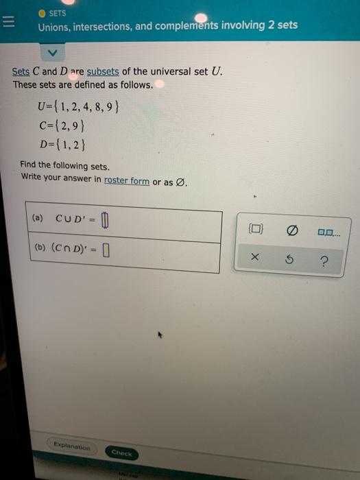 Solved SETS = Unions, intersections, and complements | Chegg.com