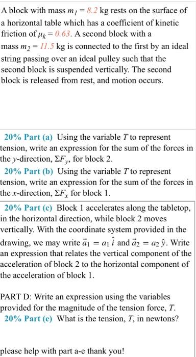 Solved A block with mass m/ = 8.2 kg rests on the surface of | Chegg.com