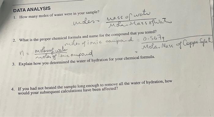 Solved 9. Dispose of your sample as directed. DATA TABLE | Chegg.com