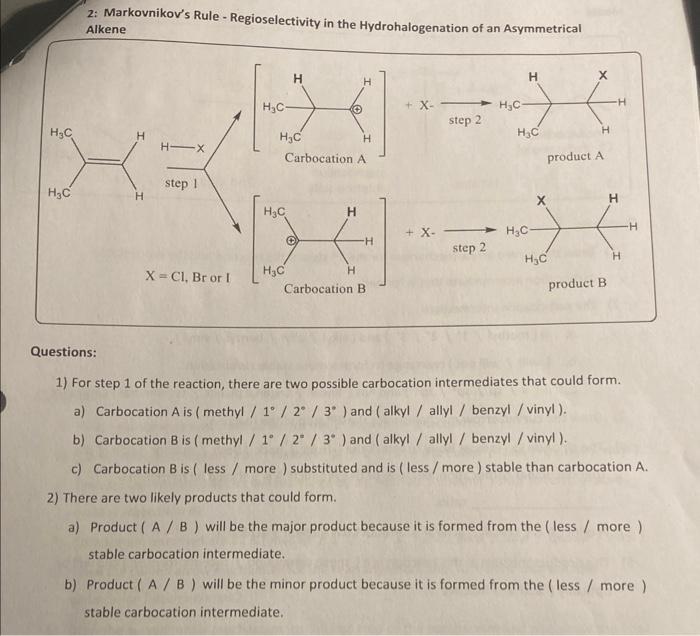 Solved 1) For step 1 of the reaction, there are two possible | Chegg.com