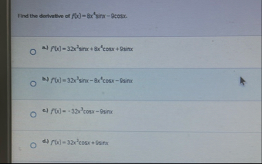 Solved Find the derivative of | Chegg.com