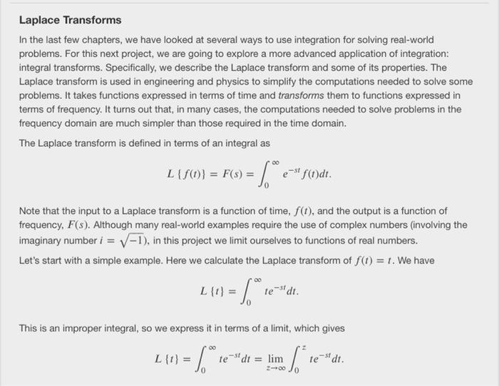 Solved STUDENT PROJECT Laplace Transforms In the last few | Chegg.com