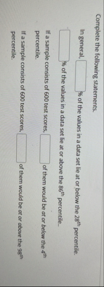 Solved Complete the following statements.In general, % ﻿of | Chegg.com