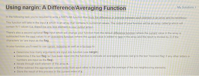 Solved Using nargin: A Difference/Averaging Function My | Chegg.com