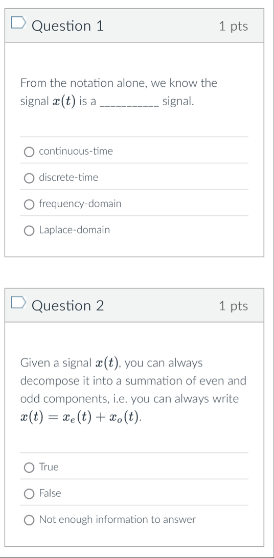Solved Question 11 ﻿ptsFrom the notation alone, we know the | Chegg.com