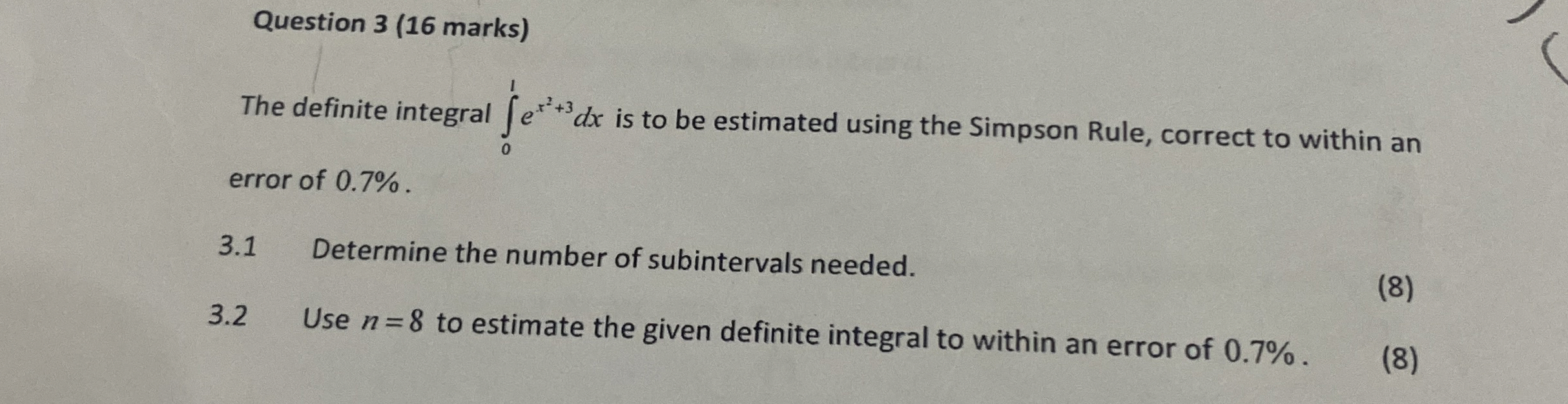 Solved Question 3 (16 ﻿marks)The definite integral | Chegg.com