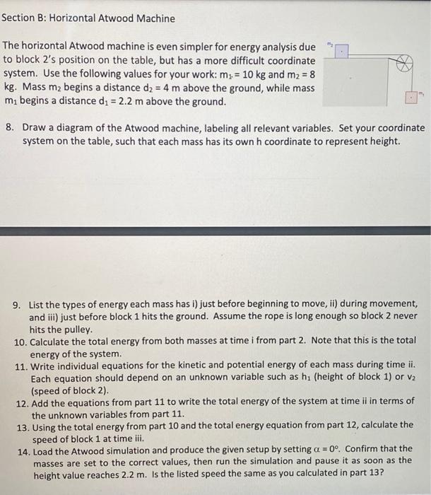 Solved Section B: Horizontal Atwood Machine The horizontal | Chegg.com