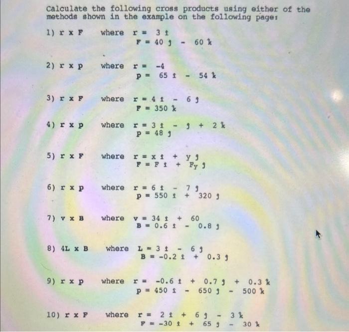 Solved Calculate the following cross products using either | Chegg.com