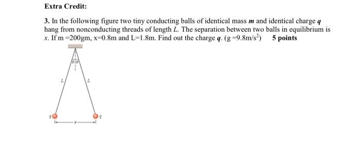 Solved 3. In the following figure two tiny conducting balls | Chegg.com