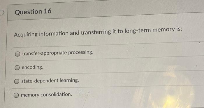 Solved D Question 16 Acquiring information and transferring | Chegg.com