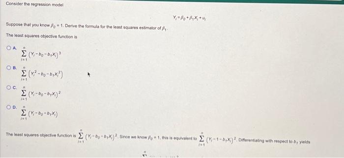 Solved Consider the regression mode Suppose that you know | Chegg.com