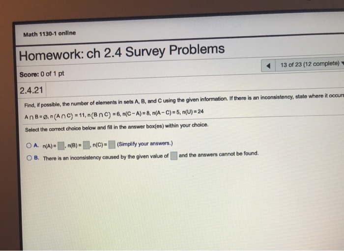 Solved Math 1130-1 online Homework: ch 2.4 Survey Problems | Chegg.com