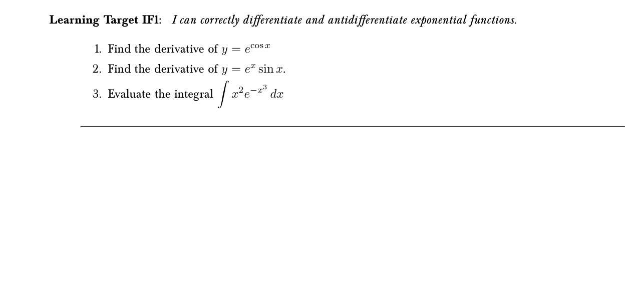 Solved Learning Target IF1: I can correctly differentiate | Chegg.com