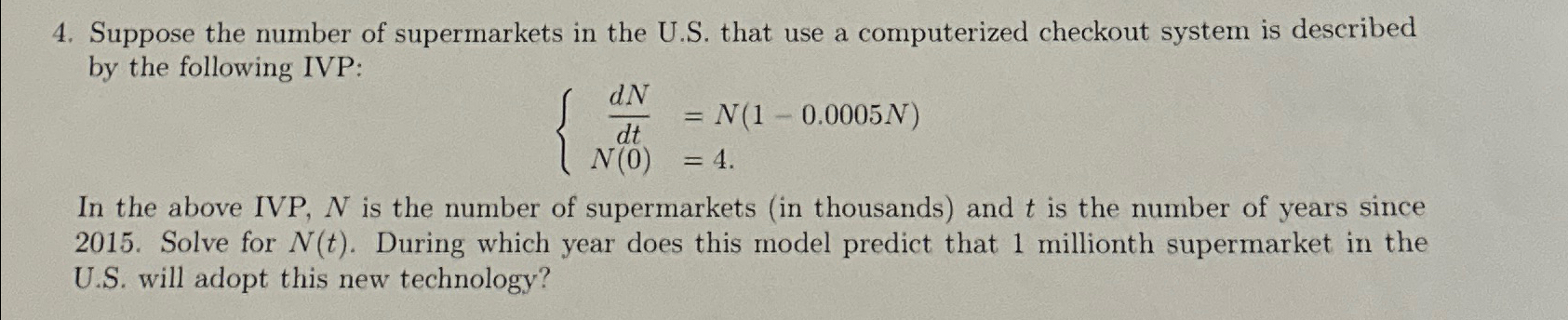 Solved Suppose the number of supermarkets in the U.S. ﻿that | Chegg.com