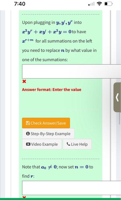Solved Bessel's equation of order zero: x2y′′+xy′+x2y=0 For | Chegg.com