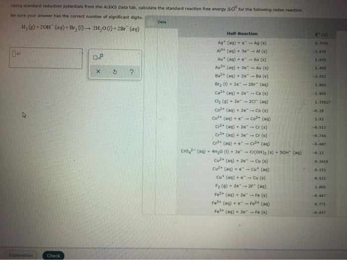 Solved Using standard reduction potentials from the ALEKS | Chegg.com