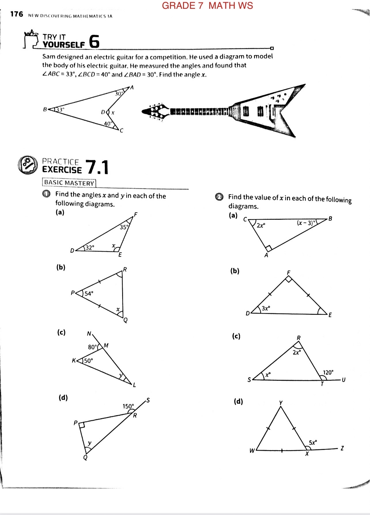 176GRADE 7 ﻿MATH WSNEW DISCOVERING MATHEMATICS IATRY | Chegg.com