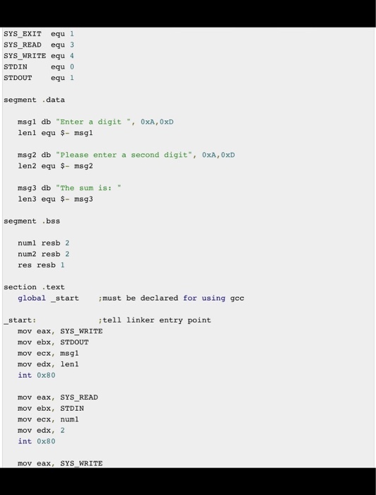 Solved SYS_EXIT equ 1 SYS_READ equ 3 SYS_WRITE equ 4 STDIN | Chegg.com
