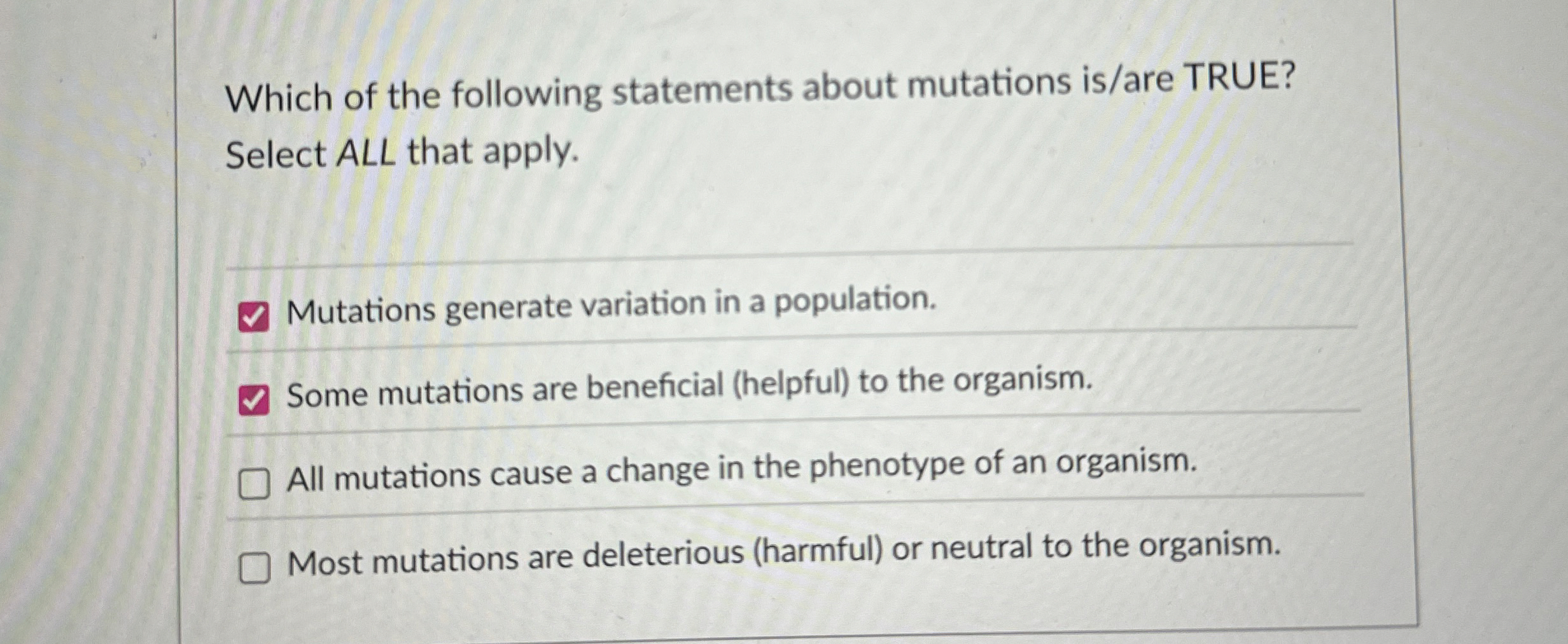 Solved Which of the following statements about mutations | Chegg.com