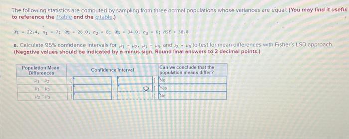 Solved The following statistics are computed by sampling | Chegg.com