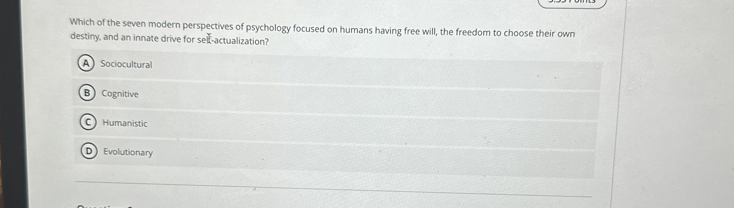 Solved Which of the seven modern perspectives of psychology | Chegg.com