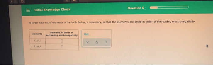 Solved Initial Knowledge Check Question 6 Re-order each list | Chegg.com Solved Initial Knowledge Check Question 6 Re-order each list | Chegg.com
