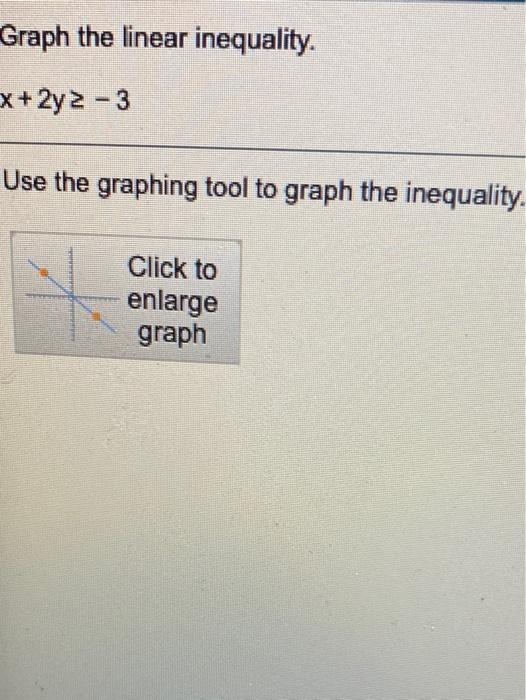 Solved Graph the linear inequality. x + 2y 2 - 3 Use the | Chegg.com