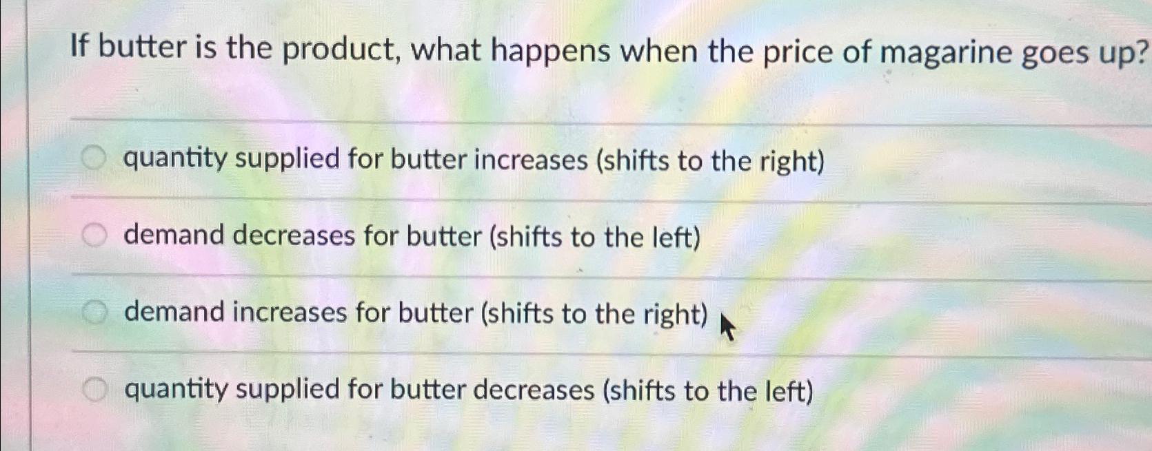 Solved If butter is the product, what happens when the price | Chegg.com