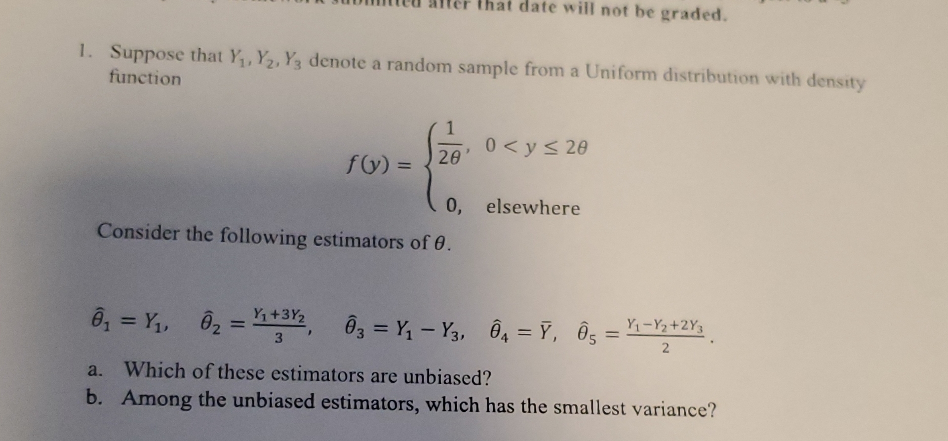 Solved Suppose that Y1,Y2,Y3 ﻿denote a random sample from a | Chegg.com