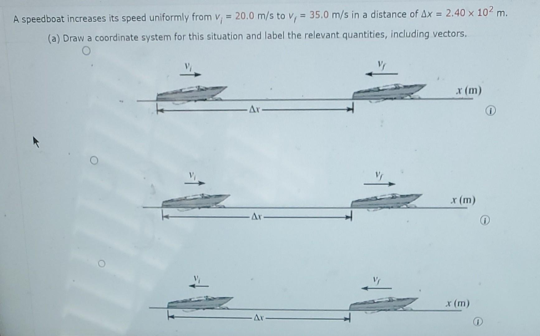 Solved A speedboat increases its speed uniformly from | Chegg.com