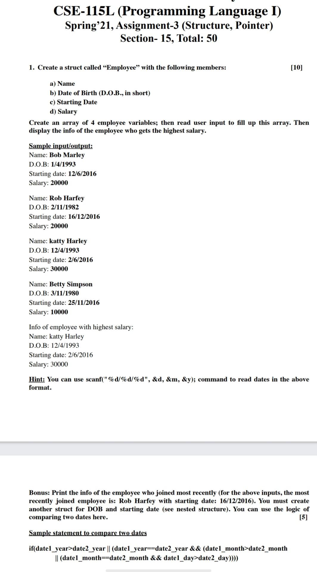 Solved CSE-115L (Programming Language Spring 21, | Chegg.com