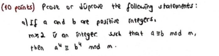 Solved Prove or disprove the following statements:a) ﻿If a | Chegg.com