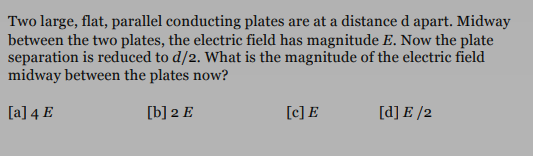Solved Two large, flat, parallel conducting plates are at a | Chegg.com