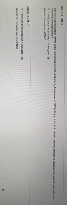 Solved QUESTION 6 Use the Microinstruction format in the | Chegg.com