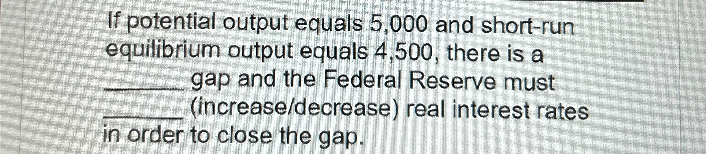 Solved If potential output equals 5,000 ﻿and short-run | Chegg.com