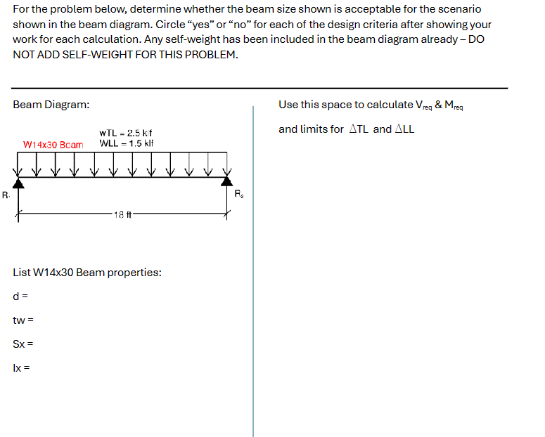 Solved For the problem below, determine whether the beam | Chegg.com