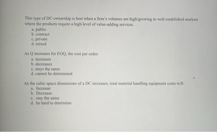 Solved This type of DC ownership is best when a firm's | Chegg.com
