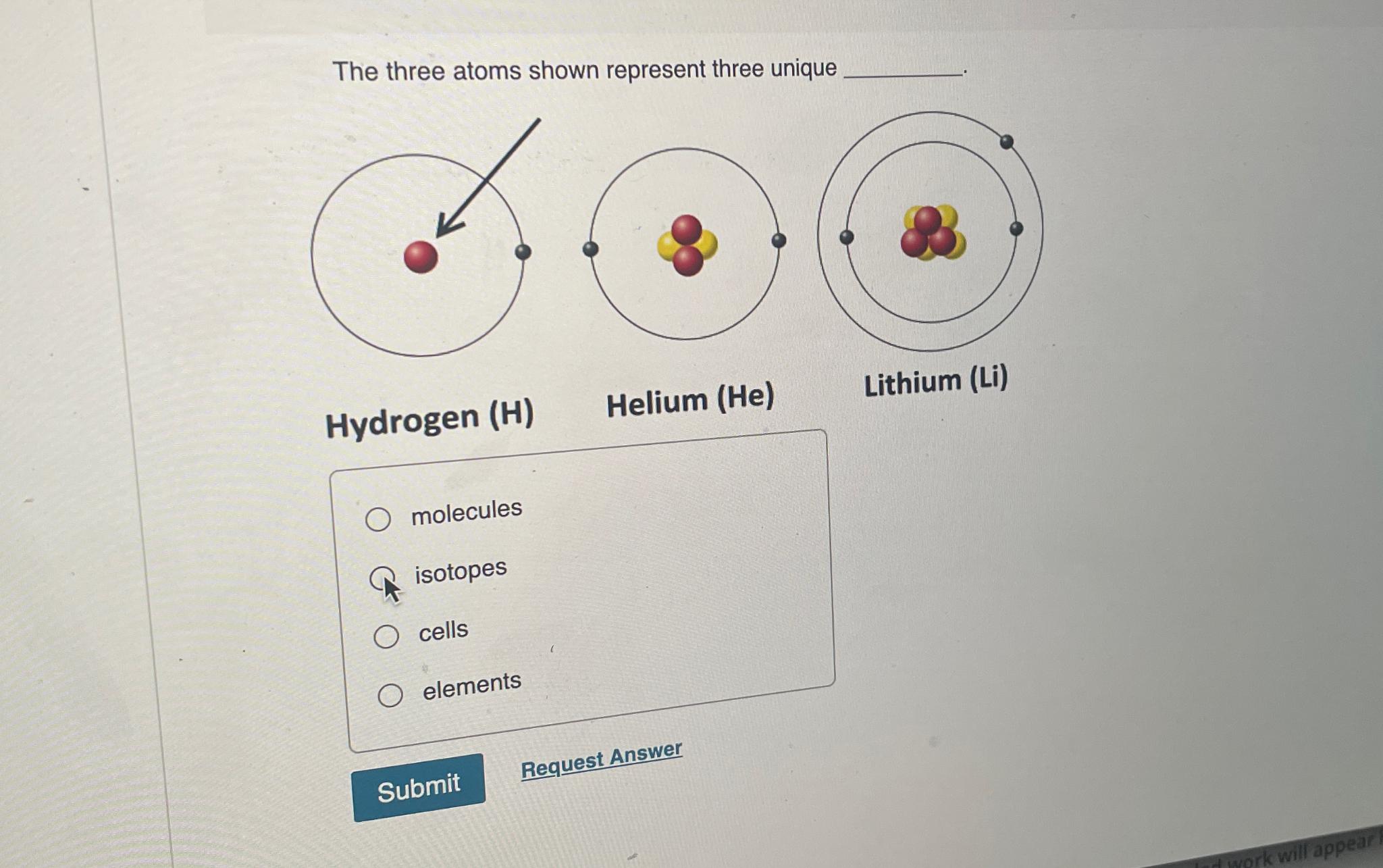 Solved The three atoms shown represent three uniqueHydrogen | Chegg.com