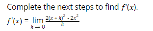 Solved Complete the next steps to find | Chegg.com