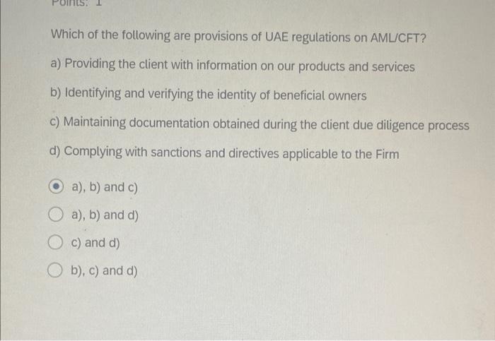 Solved Which of the following are provisions of UAE | Chegg.com