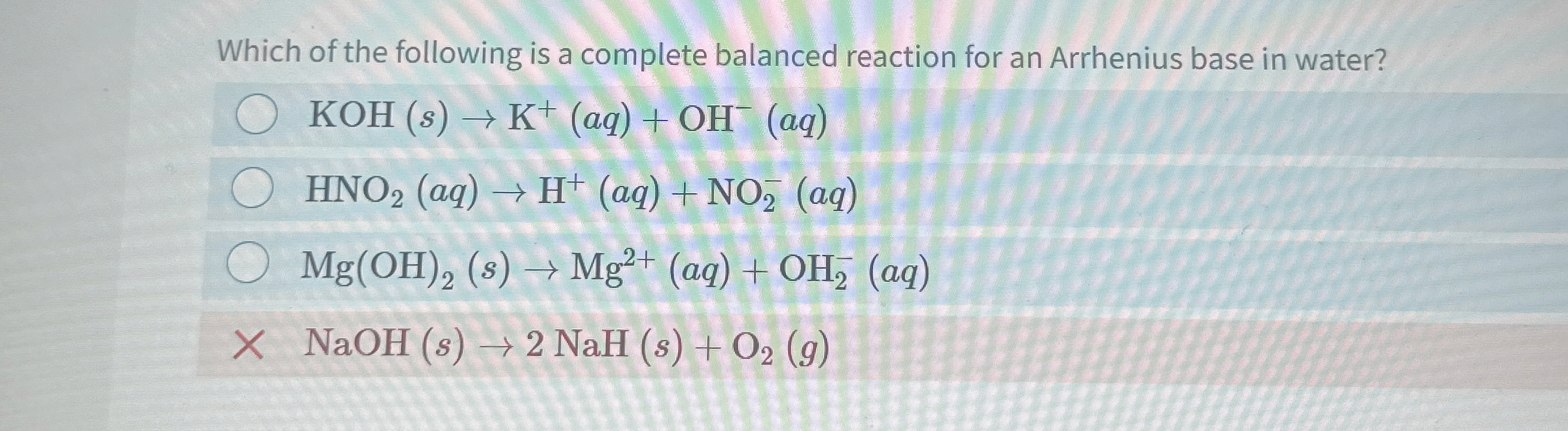 Solved Which of the following is a complete balanced | Chegg.com