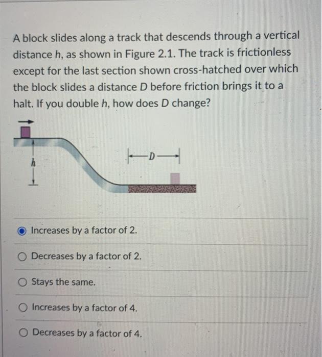 Solved A block slides along a track that descends through a | Chegg.com