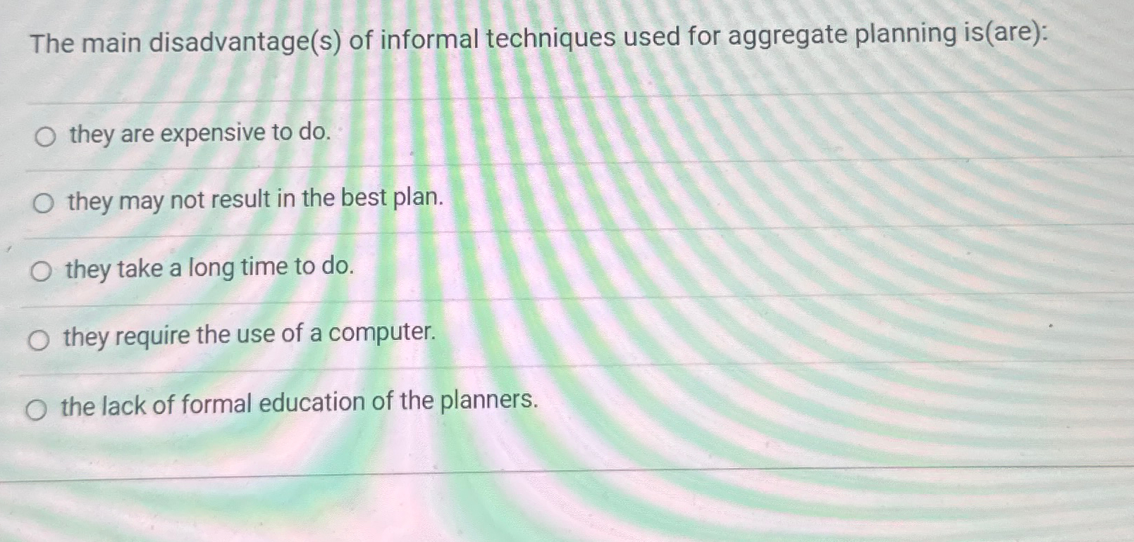 Solved The main disadvantage(s) ﻿of informal techniques used | Chegg.com