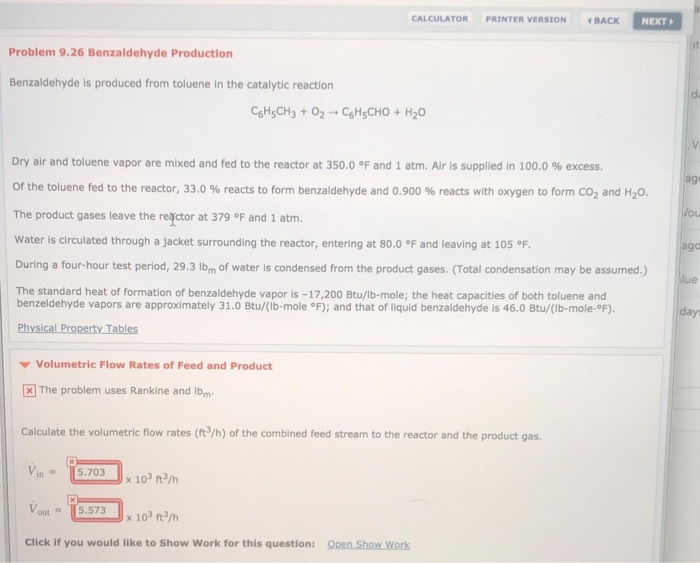 Solved CALCULATOR PRINTER VERSION 4 BACK NEXT Problem 9.26 | Chegg.com
