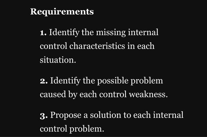 Solved Each of the following situations has an internal | Chegg.com