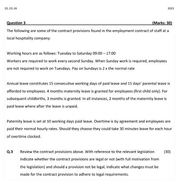 Solved The following are some of the contract provisions | Chegg.com
